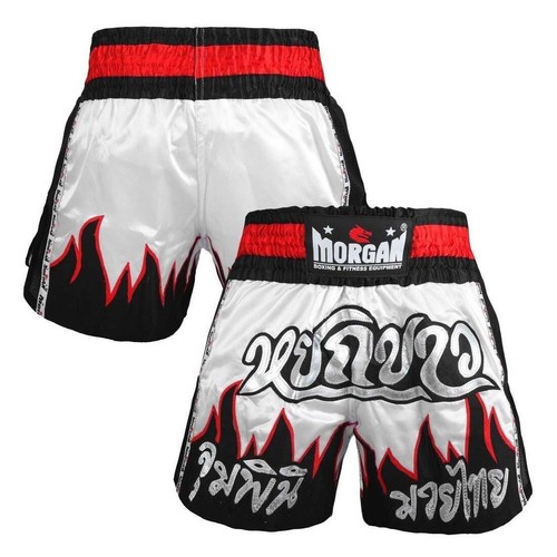 Morgan Sports - V2 Flame Muay Thai Kick Boxing Shorts - White/Red ...