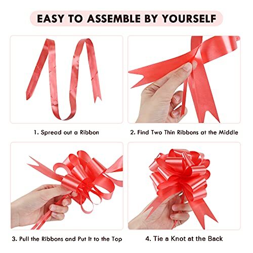 60 Pcs 5'' Red Ribbon Pull Bows For Gift Present Wrapping Christmas ...
