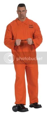 Mens Adult Jail Convict Orange PRISONER Jumpsuit Costume | eBay