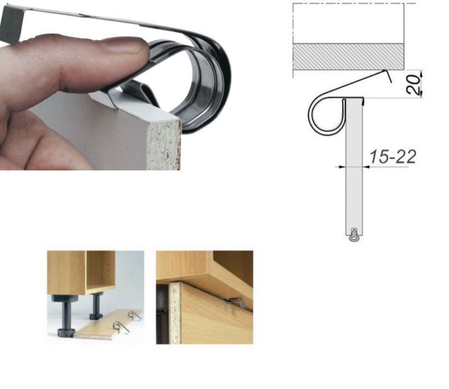 2X METAL PLINTH CLIP SUPPORT HANGER EASY MOUNTING SPRING KITCHEN ...