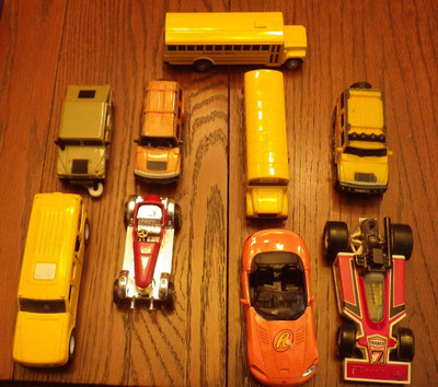 Lot 9 Misc. Toys School Buses Ertl Hummer Race Car Texaco Approx. 4.5 ...