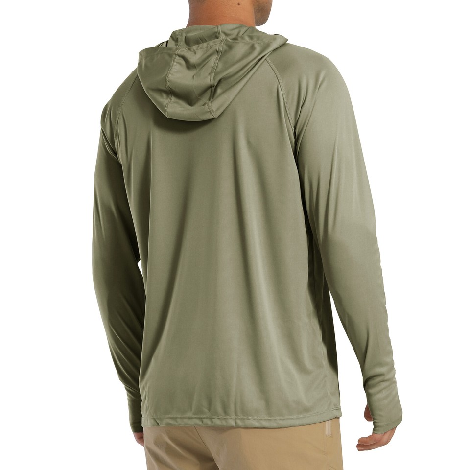 UPF50+ Mens Sun Block Hoodie Long Sleeve Skin Protection Sun Shirts ...