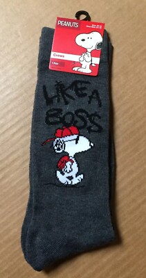High Point Design Snoopy Like A Boss Gray Size 6-12 Men’s Crew Socks ...