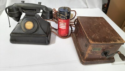 Telephone Genuine PMG Vintage Pyramid Telephone +Wood Magneto & Wall ...