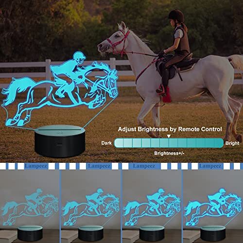 Kids 3D Horse Race Night Light Optical Illusion Horse Riding Lamp with ...