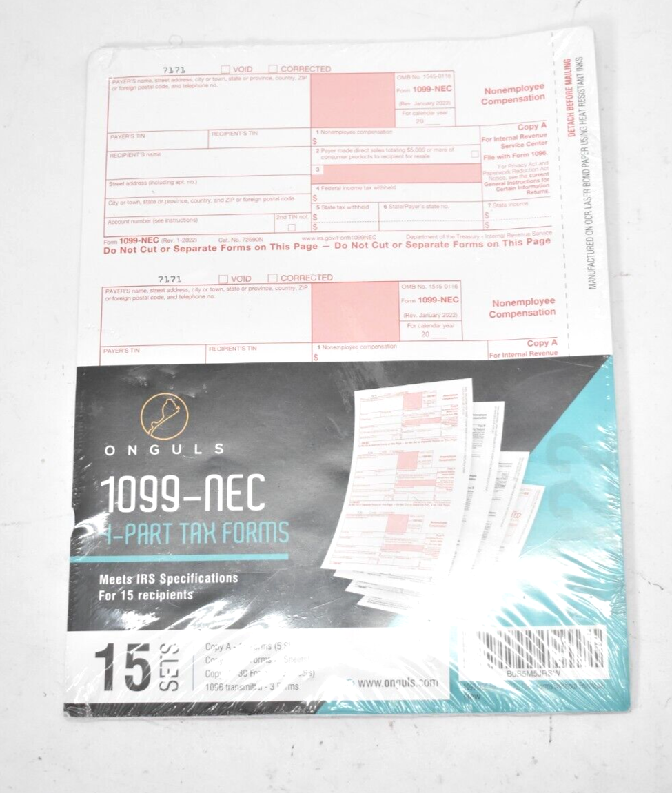 1099 Nec Form 2025 1099-NEC Tax Pack, 4-Part Laser Forms For 10 ...