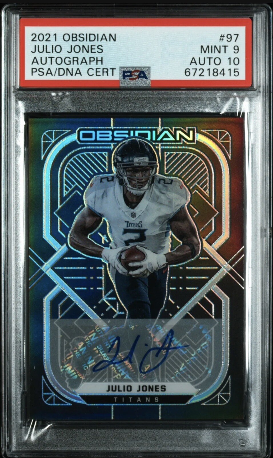 2021 Obsidian Julio Jones Auto 02/25 Jersey Number Dual Graded PSA 9 ...