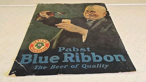 Vintage 1933 Original Post Prohibition Pabst Blue Ribbon Easelback Sign ...