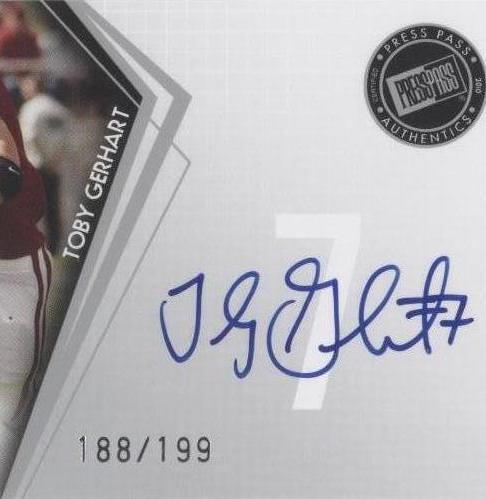 2010 Press Pass - Signings Toby Gerhart #PPS-TG Silver /199 (AU, RC ...