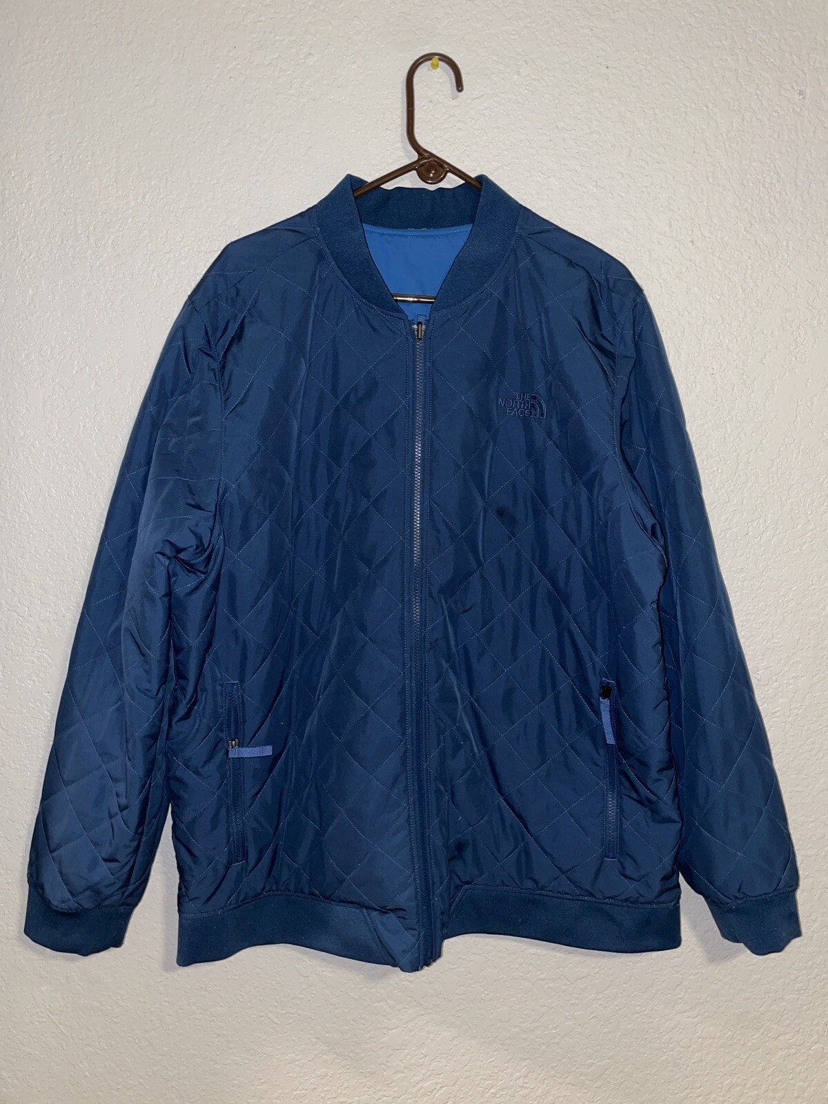North Face Jester Reversible Quilted Bomber Jacket Mens XXL Blue 🔥🔥 | eBay