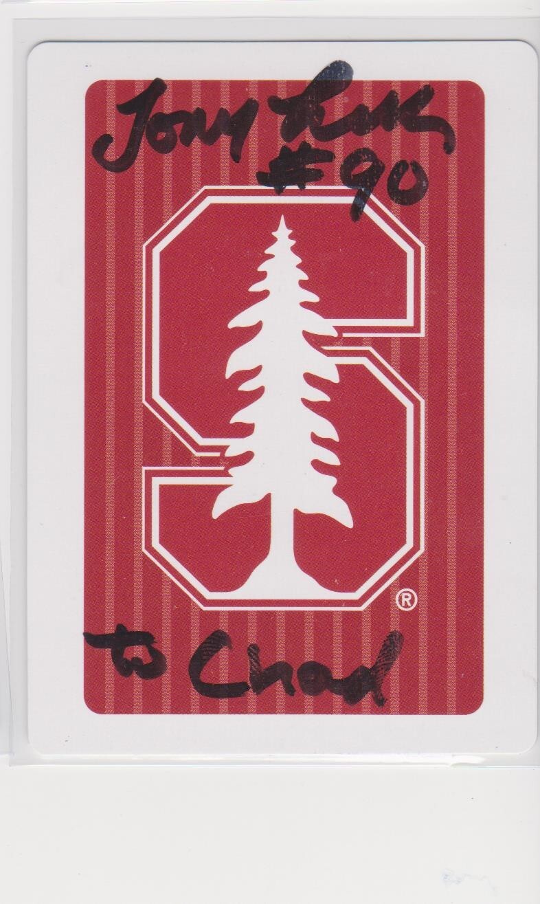 TONY LEIKER STANFORD UNIVERSITY PERSONALIZED PACKERS 87 AUTOGRAPHED ...