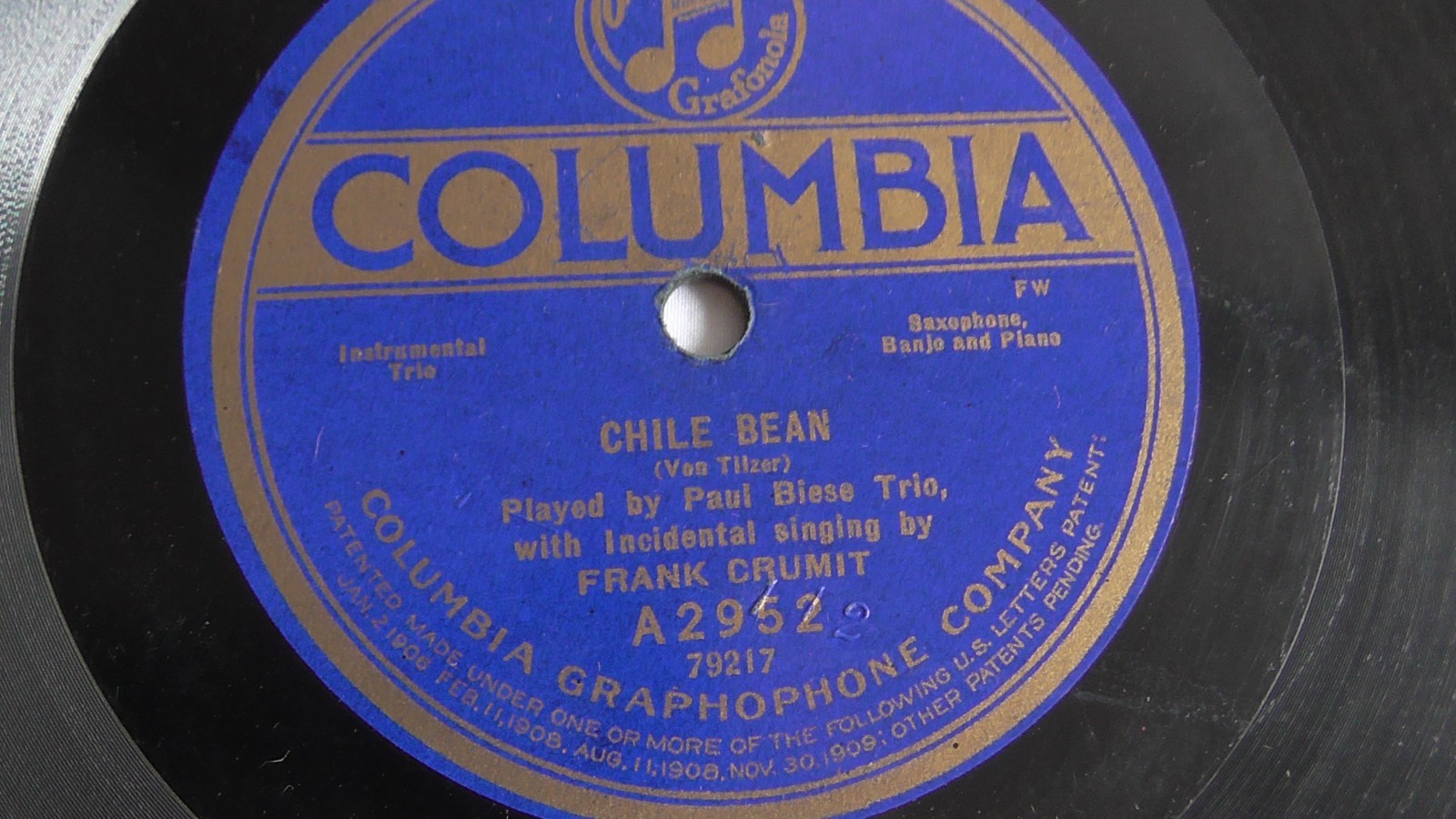 Paul Biese Trio - 78rpm single 10-inch – Columbia #A2952 Chile Bean | eBay