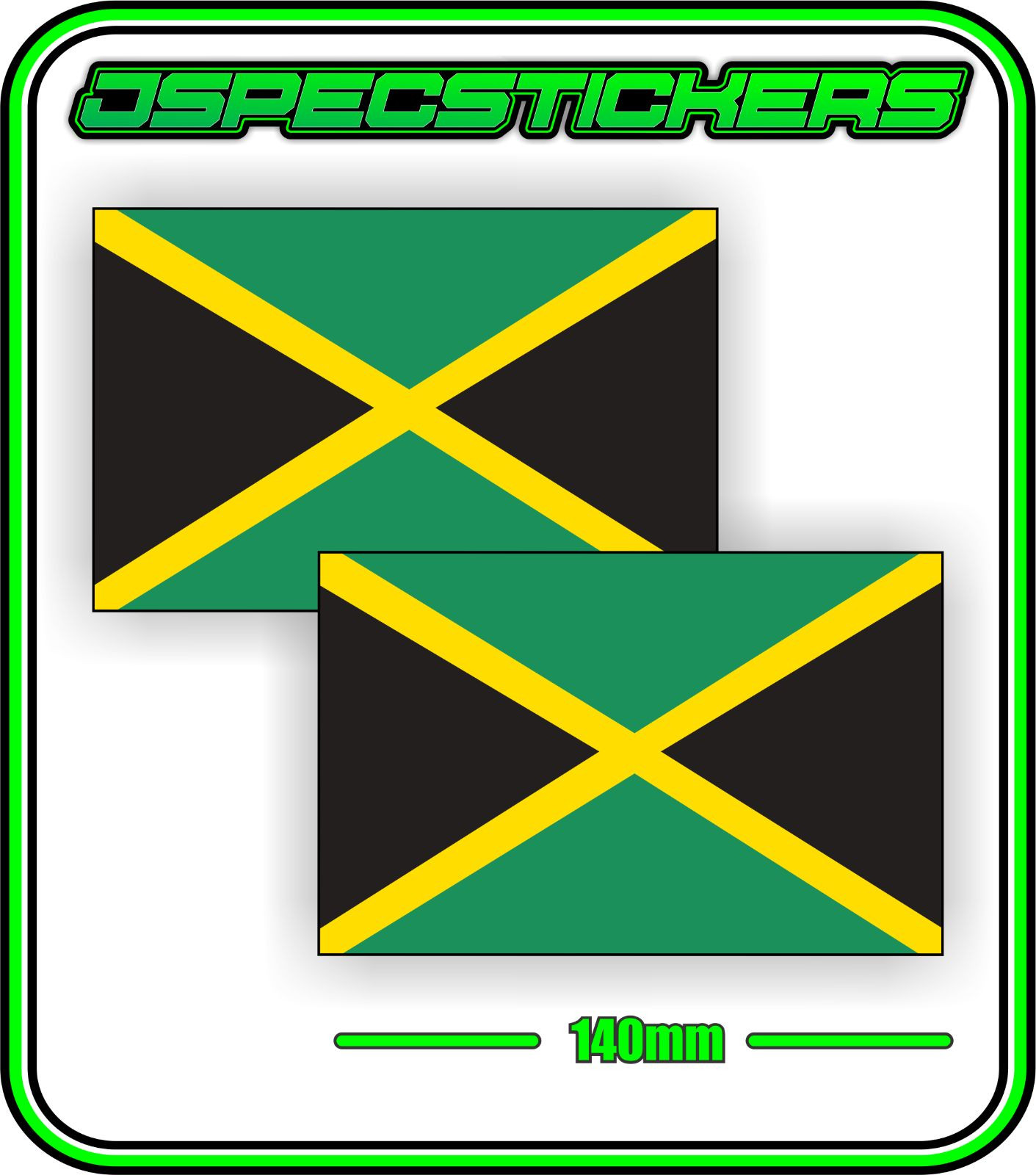 JAMAICA JAMAICAN FLAG STICKER VINYL DECAL COUNTRY WINDOW BUMPER x2 ...