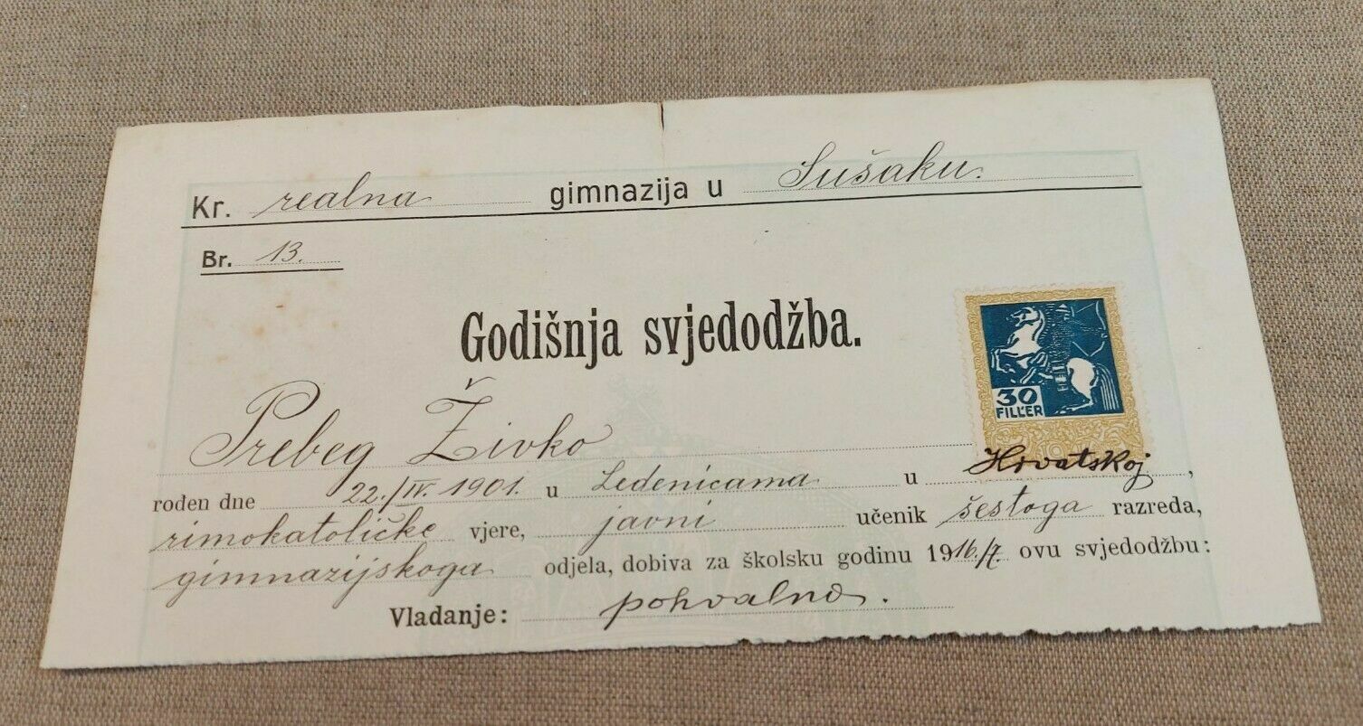 Austria 30 Filler 1910s, Tax stamps stempel marke Croatia Taksena Marka ...