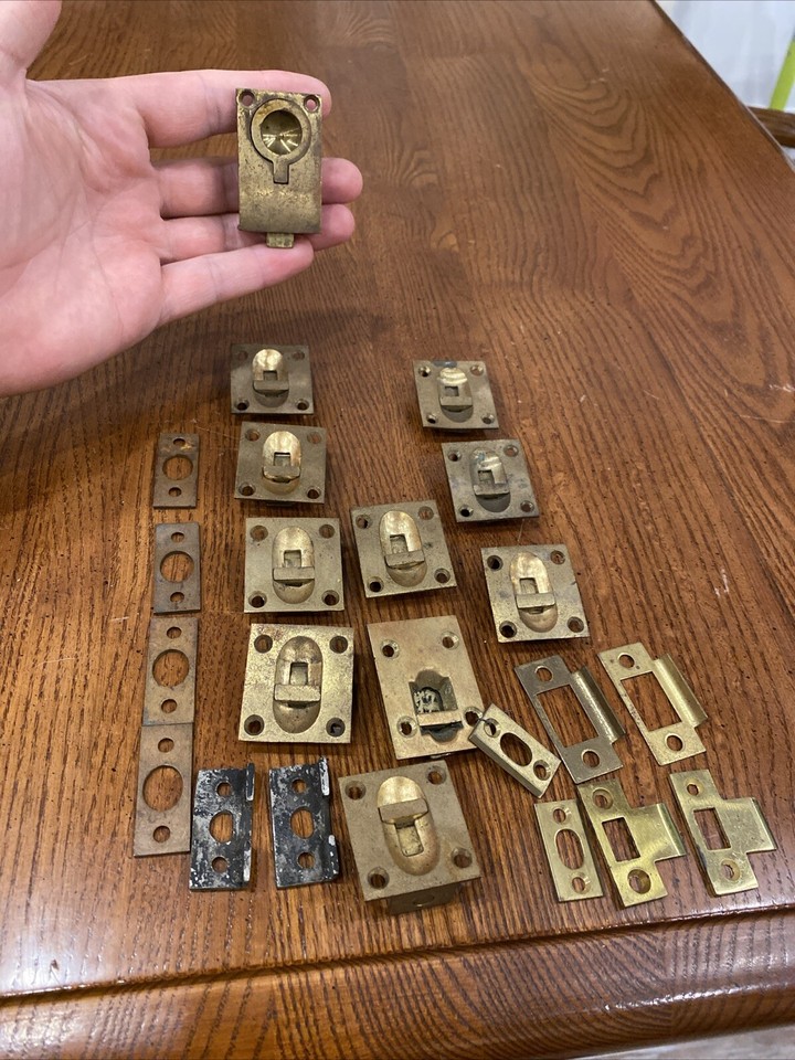 11 Brass 1-3/8” Door Concealed Slide Lock Latch Flush Bolt Nautical ...