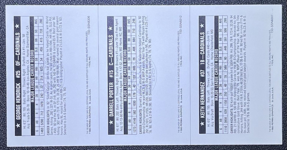 1983 Perma-Graphics Credit Card Keith Hernandez Uncut Proof Paper Sheet ...