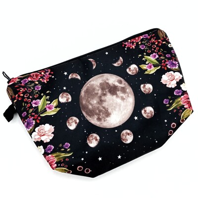 Moon Lunar Phases Floral Zippered Makeup Bag Pouch | eBay