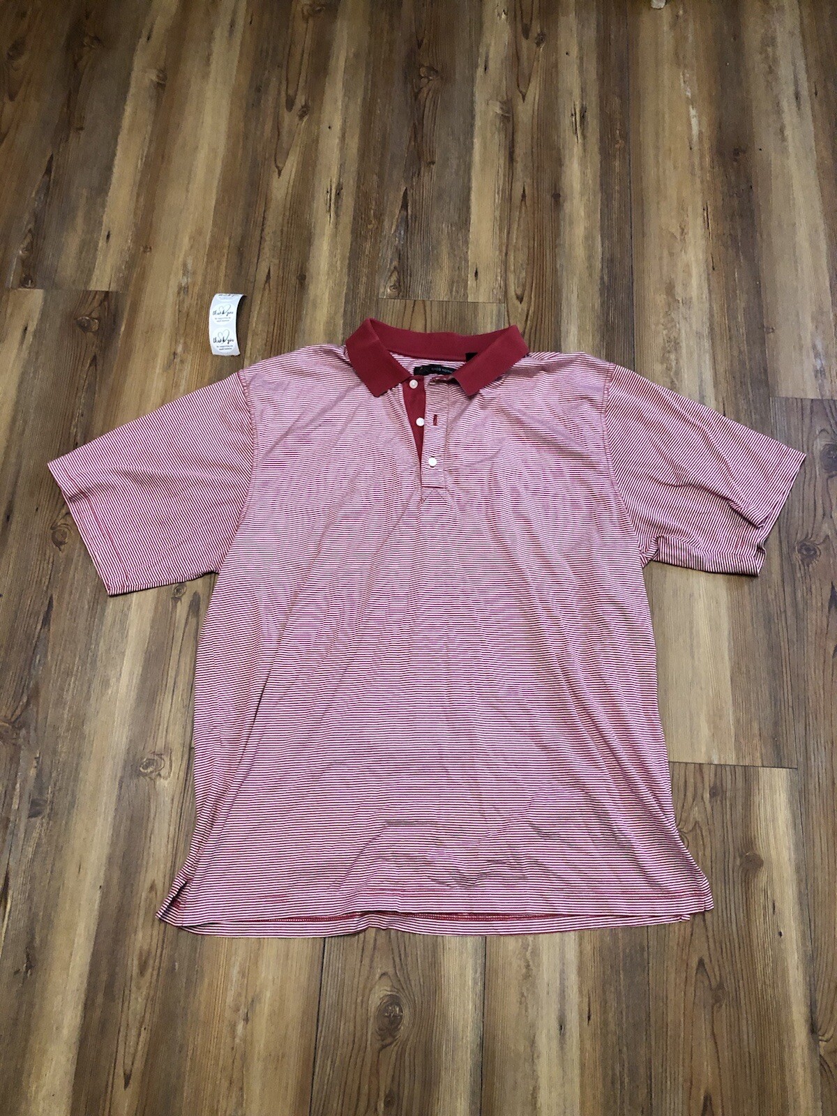 Vintage Greg Norman Red Strip Shark Logo Polo Golf Sh… - Gem