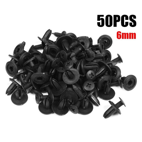 50pcs Fastener clips 6mm Closure Plastic Black Accessory Push pins New ...
