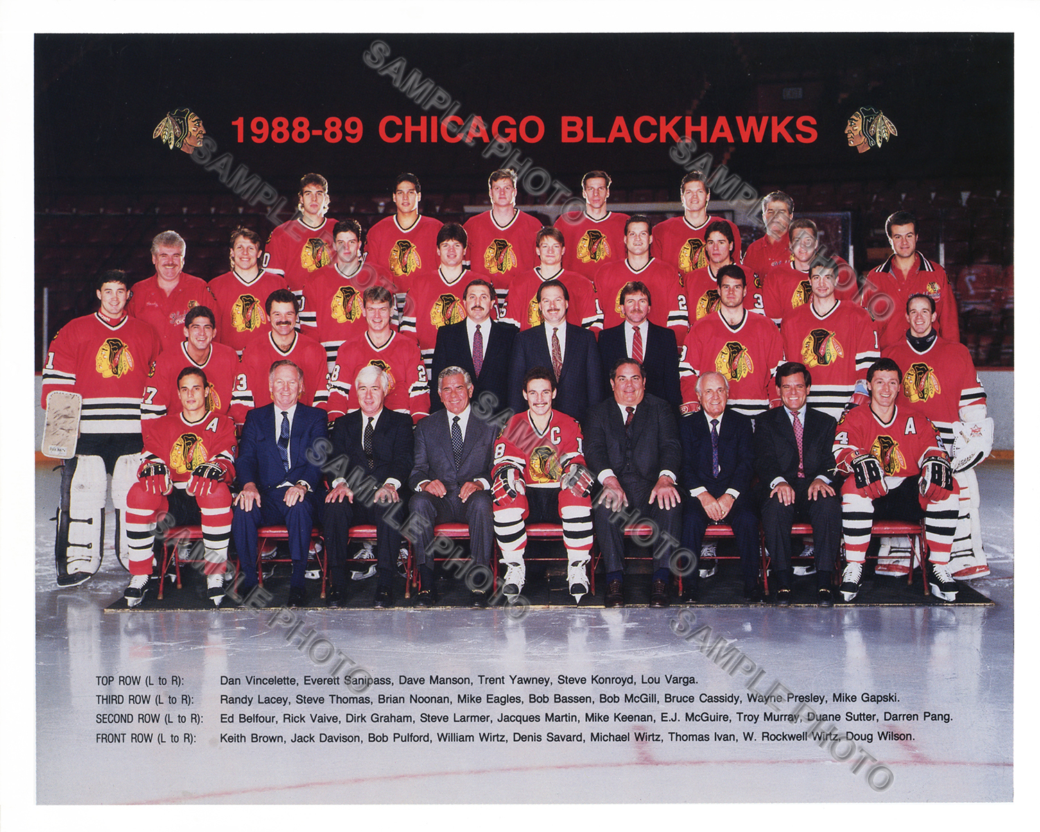 1988-89 CHICAGO BLACKHAWKS 8x10 TEAM PHOTO SAVARD KONROID MURRAY ...