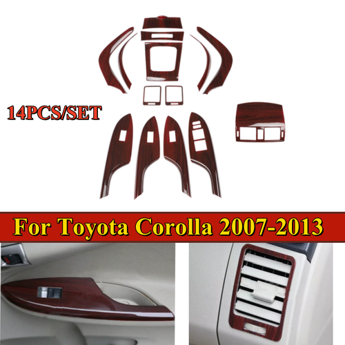 14PCS Wood Grain Style Interior Kit Cover Trim Set For Toyota Corolla ...