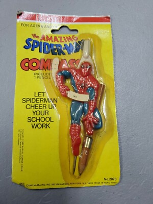 1980 Nasta Spider-Man School Compass with Pencil in Package NEW Old ...