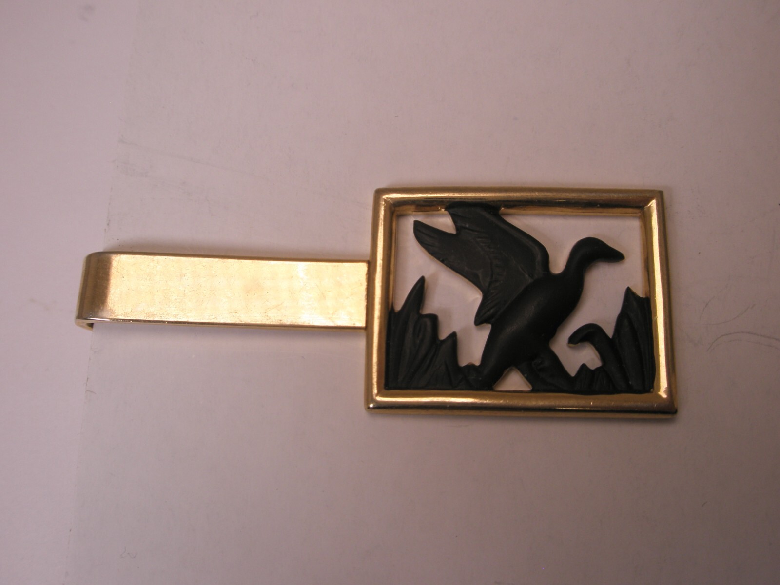 Duck Scene Vintage SWANK Tie Bar Clip animal bird hun… - Gem
