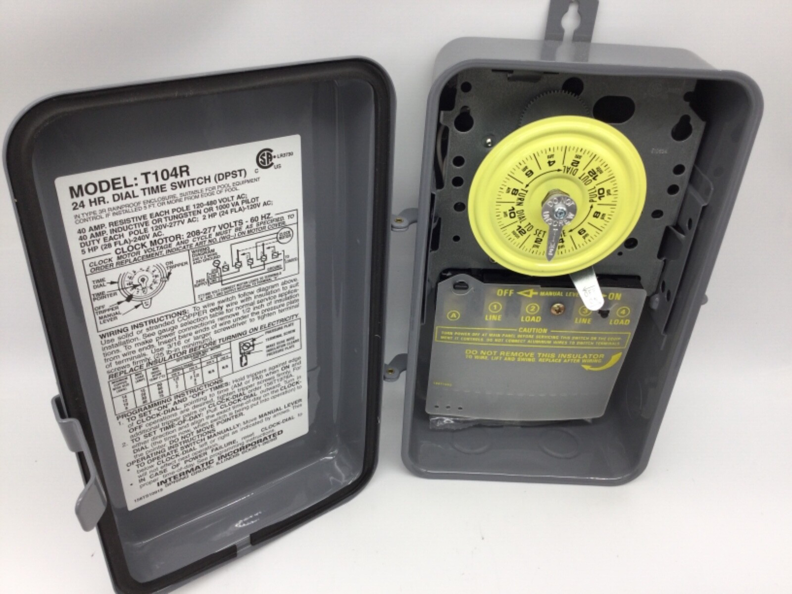 Weatherproof T104R DPST Mechanical Time Switch water heater pool spa ...