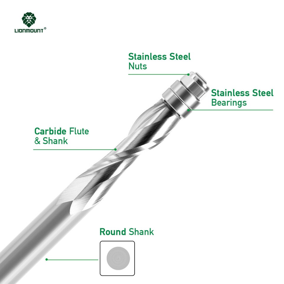 12mm Shank Flush Trim Router Bit Solid Carbide Double Bearings ...