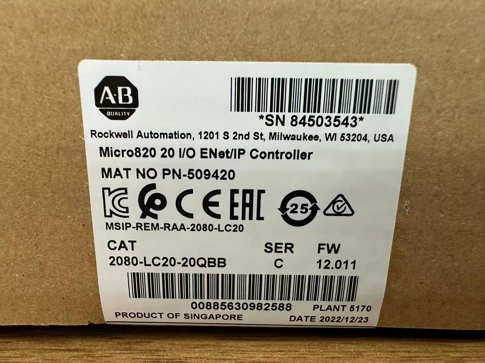New AB 2080-LC20-20QBB Allen-Bradley Micro820 20 I/O ENet/IP Controller | eBay