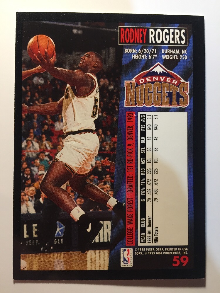 Fleer'94-95 Card N59 Rodney Rogers | eBay UK