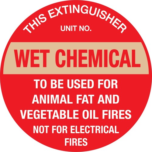 Fire Extinguisher ID Marker Wet Chemical Sign/Sticker in Various Sizes ...