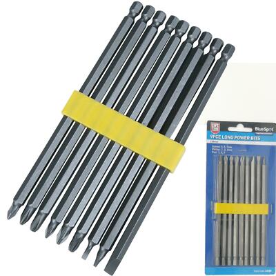 Bluespot 9pc 150mm Extra Long Reach Power Drill Screwdriver Bit Set Hex ...