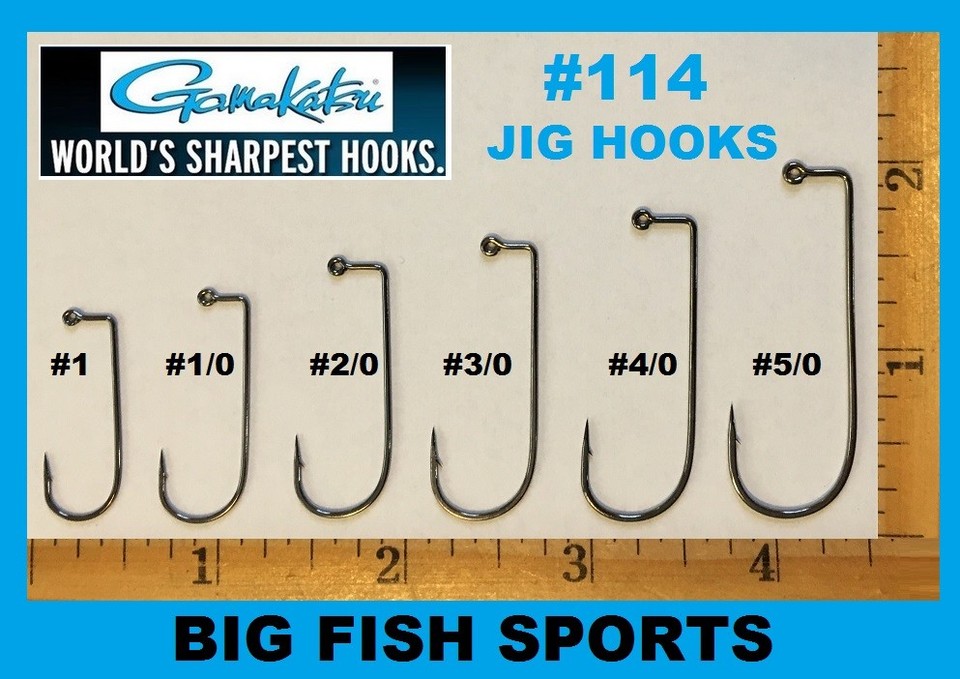GAMAKATSU #114- 90 Degree Round Bend Jig Hooks- 25 Hooks #11415-25 Size ...