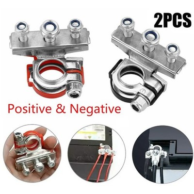2X Battery Terminal Connector Positive Negative Clamps For Car Auto Van ...