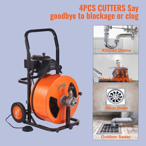 Uimoso Drain Cleaner Machine Electric Drain Auger 100 FT x 3/4In Auto ...
