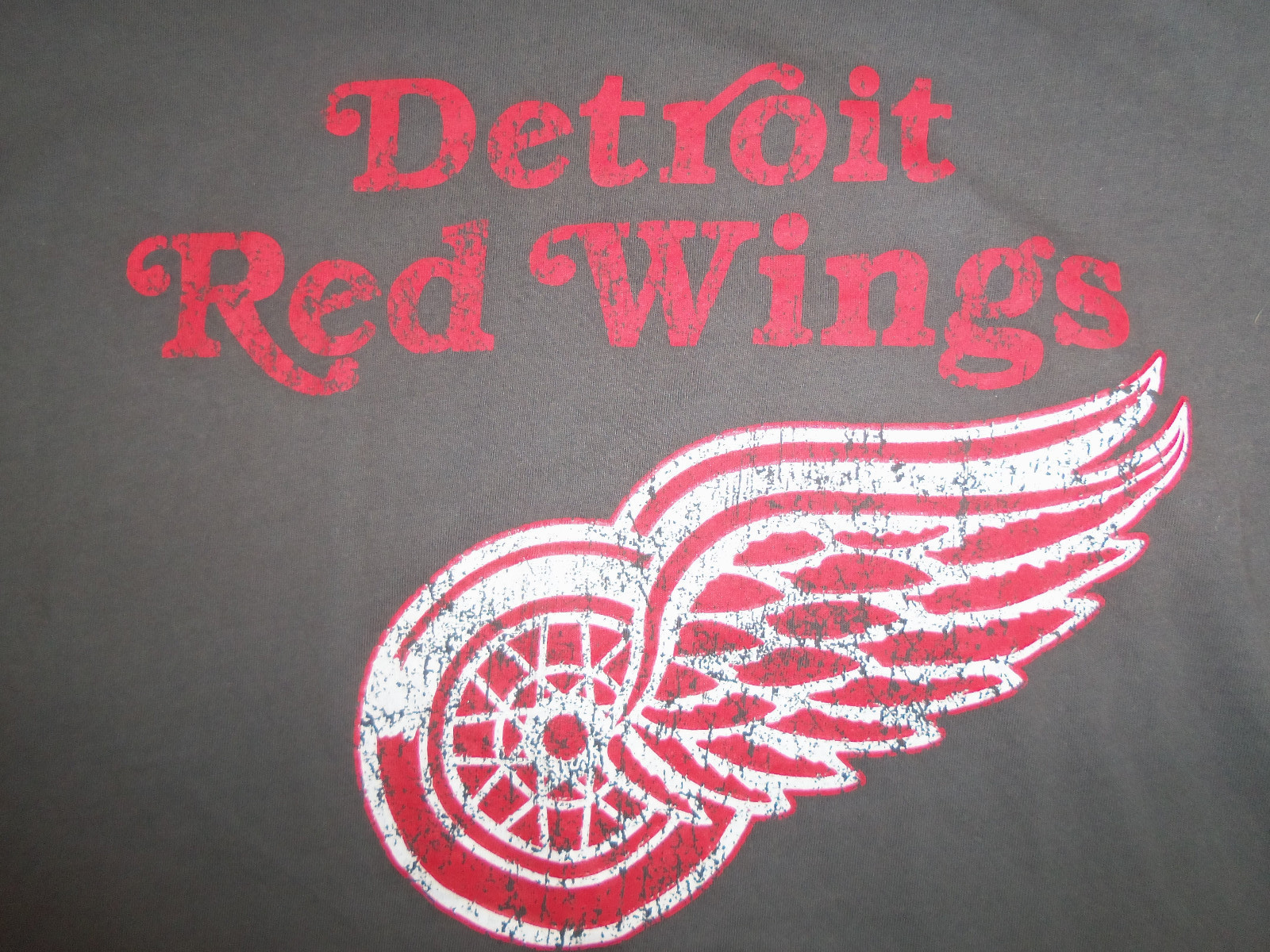 NHL Detroit MI Michigan Red Wings Hockey Team Grey Graphic Print T ...