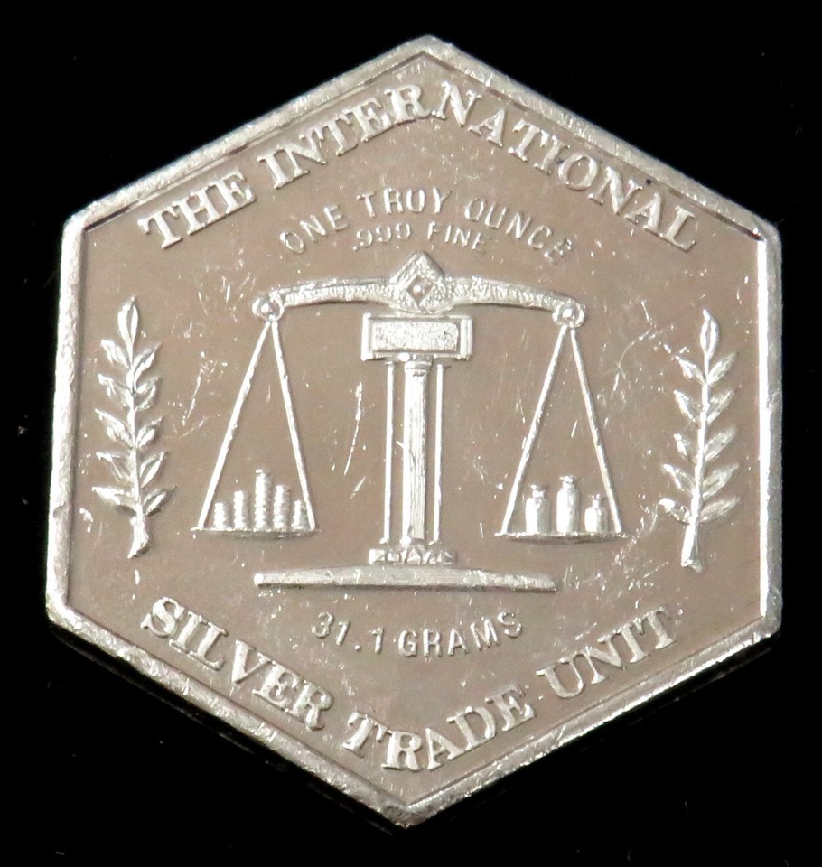 INTERNATIONAL SILVER TRADE UNIT HEXAGON 1 TROY OZ .999 FINE | eBay