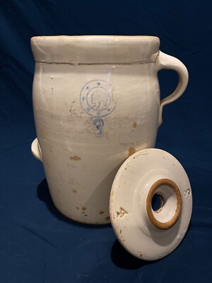 Louisville Pottery Co Blue Cherokee Indian Head #3 Stoneware Crockware ...