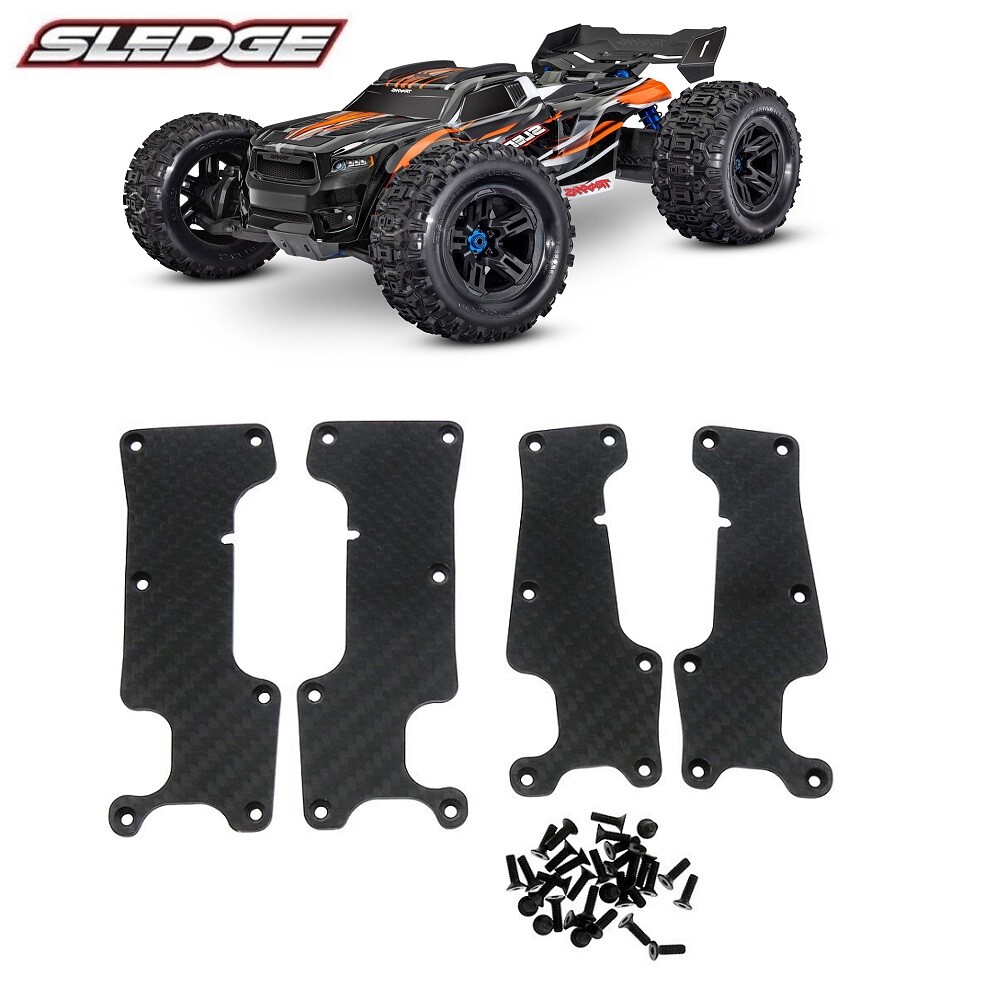 For TRAXXAS 1/8 4WD SLEDGE Carbon Fiber Front & Rear Swing Arms Covers ...