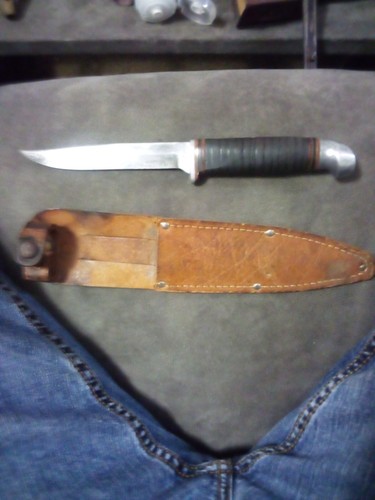 "Kinfolks" U.S.A. 330 4 1/2 "Hunting Knife " Stacked Leather Handle ...