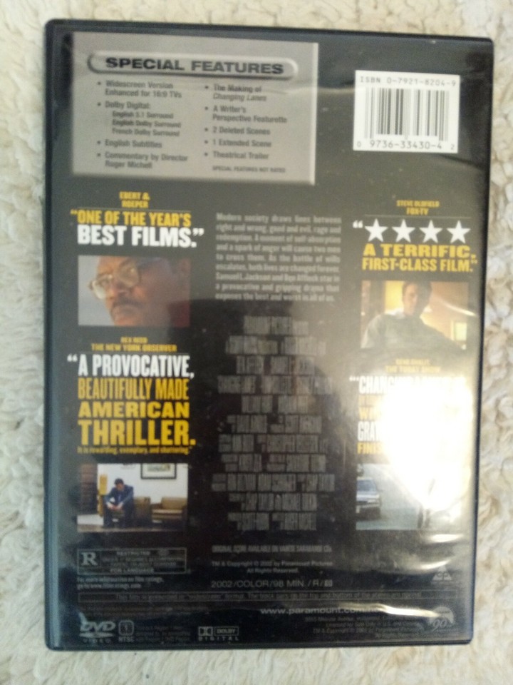 Changing Lanes (DVD, 2002) Ben Affleck, Samuel L Jackson 97363343042| eBay