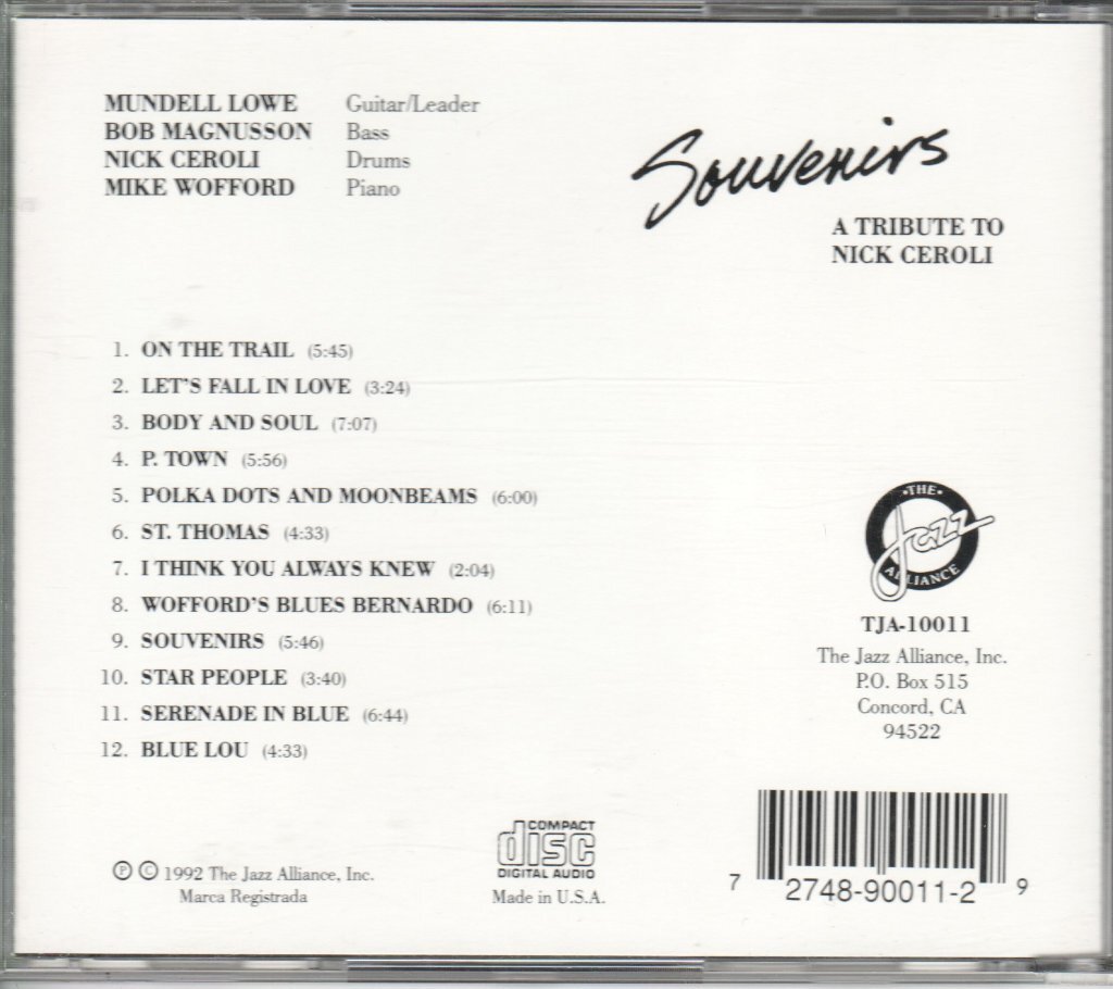 Mundell Lowe, Bob Magnusson, Nick Ceroli, Mike Wofford Souvenirs - A ...