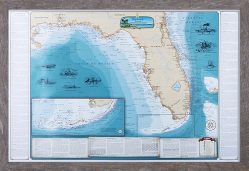 Shipwrecks of Florida and the Gulf Chart Map (Driftwood Framed ...