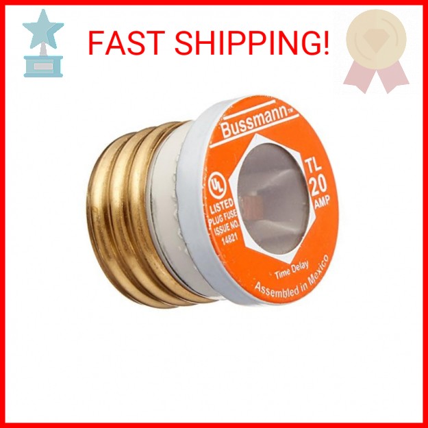 Bussmann BP/TL-20 20 Amp Time Delay, Loaded Link Edison Base Plug Fuse ...