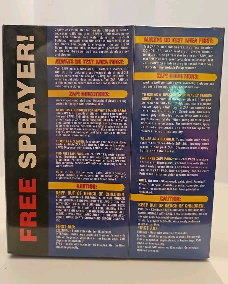 ZAP! 2-Pack Professional Restorer Cleaner Porcelain Fiberglass Tile ...