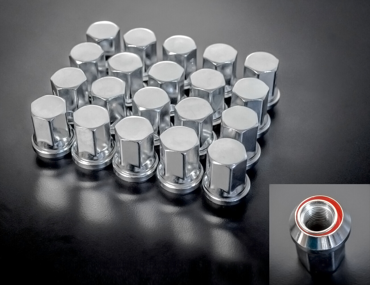 NEW 1/2-20 RH Chrome PCD Adjusting Variation Wobble Hex Lug Nut Kit ...