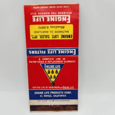 Vintage Matchbook Engine Life Sales Inc Baltimore Maryland Engine Life ...