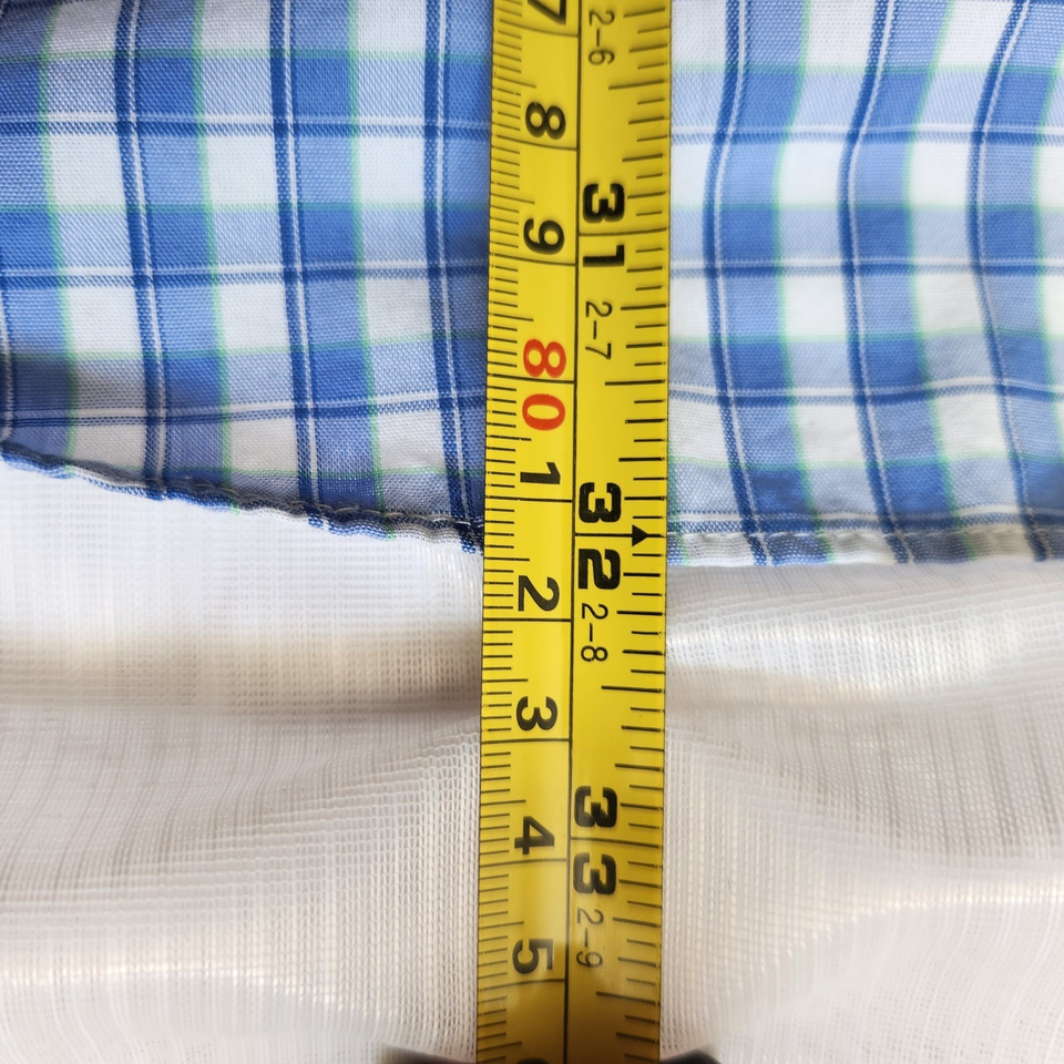 Stafford Dress Shirt Mens 17.5-34/35 Blue Dupplin Check Button Up ...