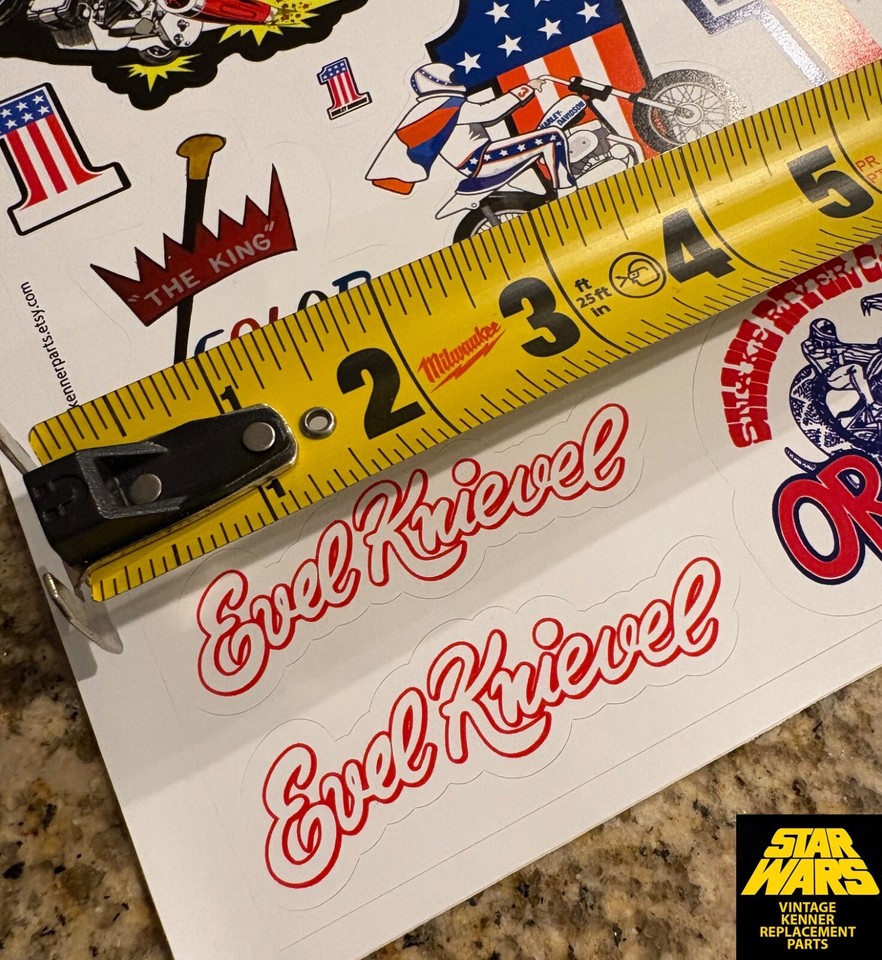 19 EVEL KNIEVEL & DERRY DARING CUSTOM DIE-CUT DECALS PEEL-AND-STICK 3 ...